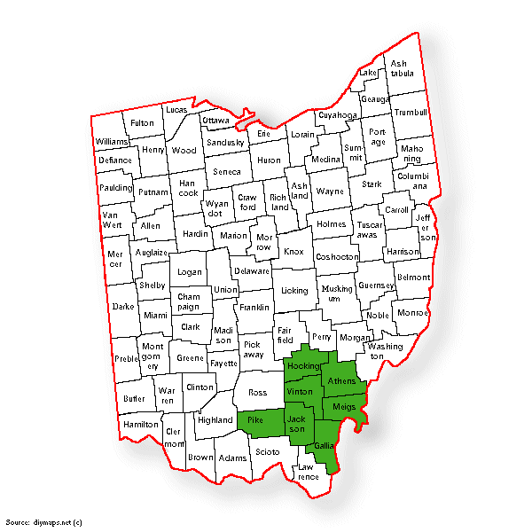 Southern Ohio County Map Ohio Counties Map Stock Illustrations – 715